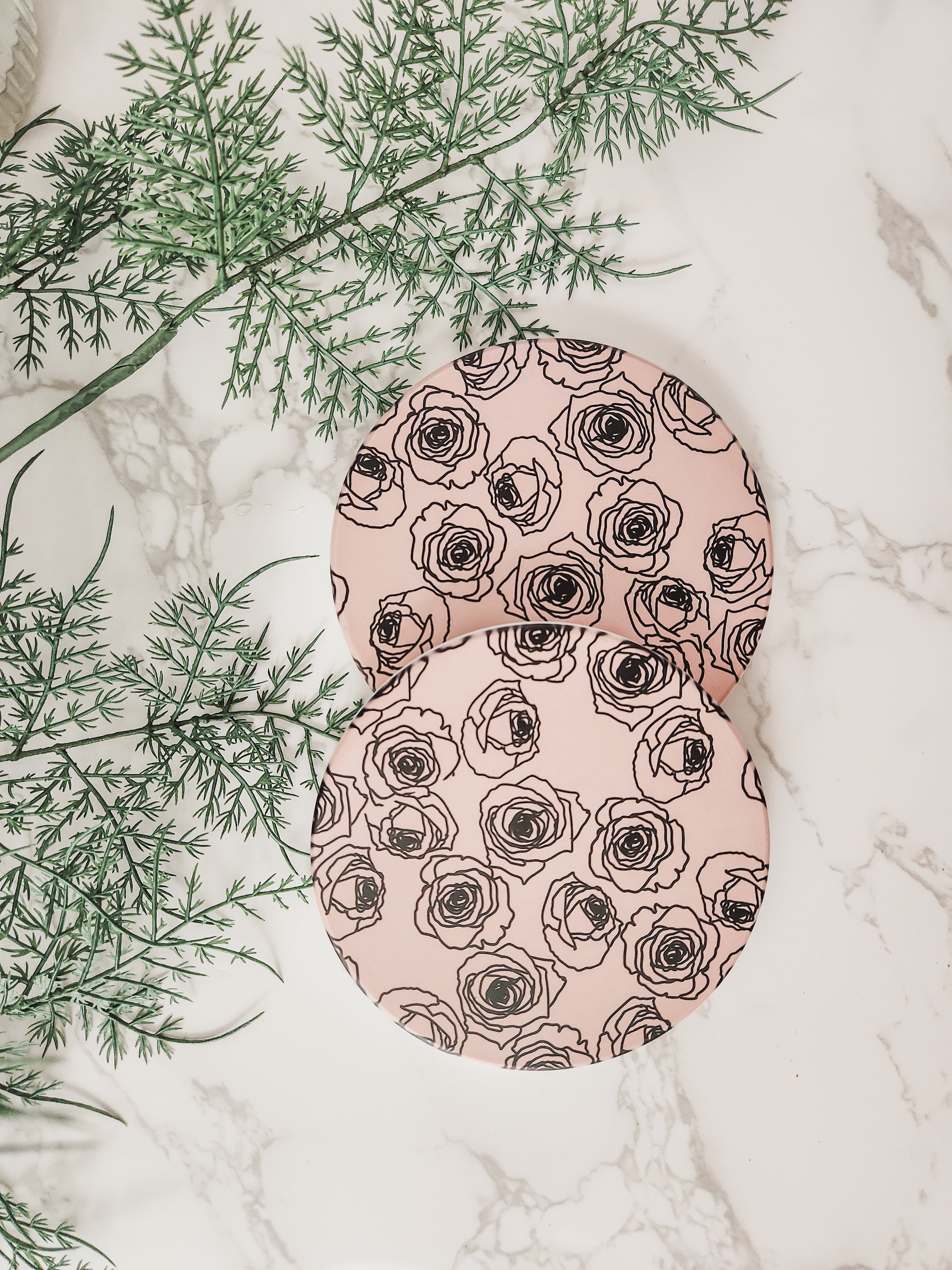 Blue Botanical Rustic Wedding Favor Coaster — The Patterned Desk