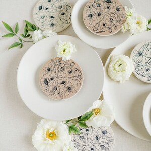 Modern Neutral Floral Coaster, Modern Romantic Wedding, Wedding Coaster ...