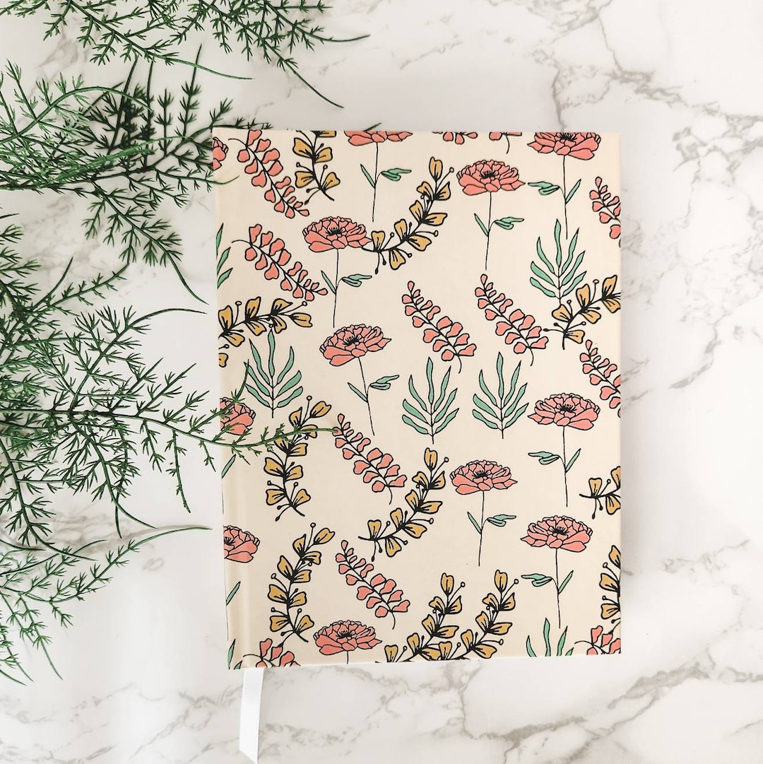 Floral Hardbound Journal, Personalized Journal, 5x7 Hardcover Notebook ...