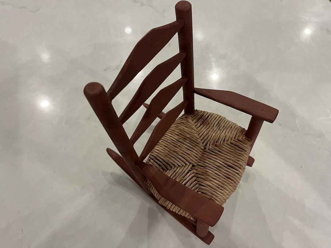 Vintage Ladder Back Wooden Doll Chair With Rush Seat - Etsy