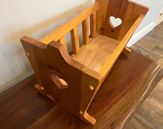 Vintage All Wooden Doll Cradle - Etsy