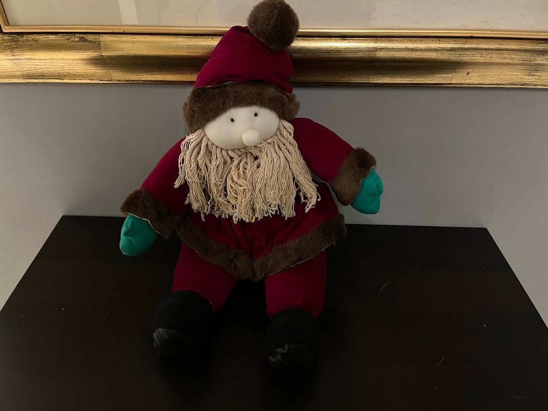 Vintage Stuffed Santa Claus With Mop Beard - Etsy