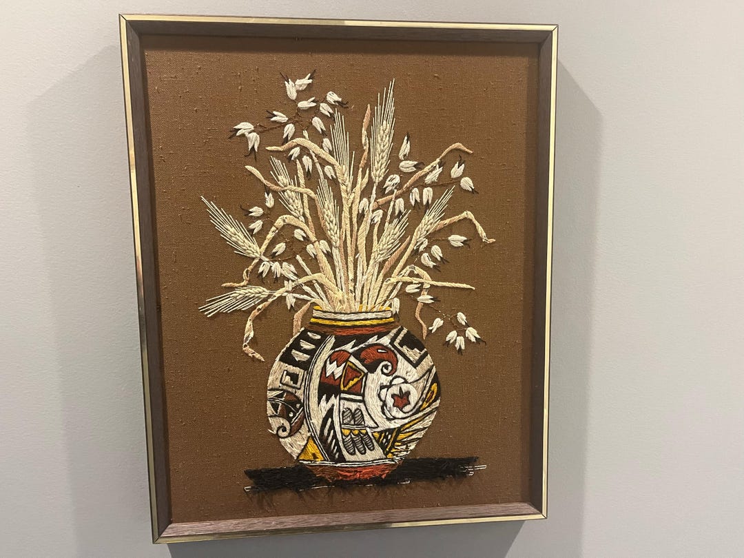 Vintage Sunset Designs Native American Heritage Crewel Framed Artwork ...