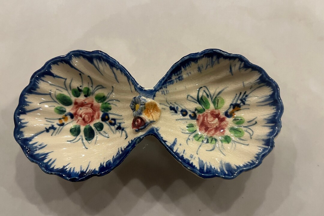 Antique Japanese Open Double Clam Shell Painted Trinket Dish - Etsy