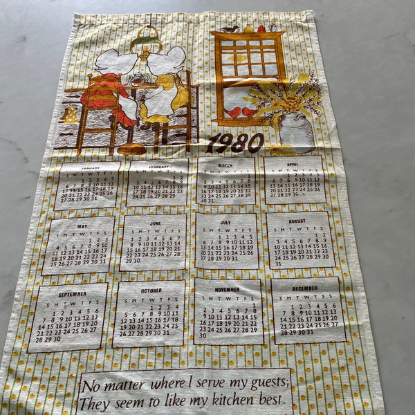 1980 Calendar - Etsy