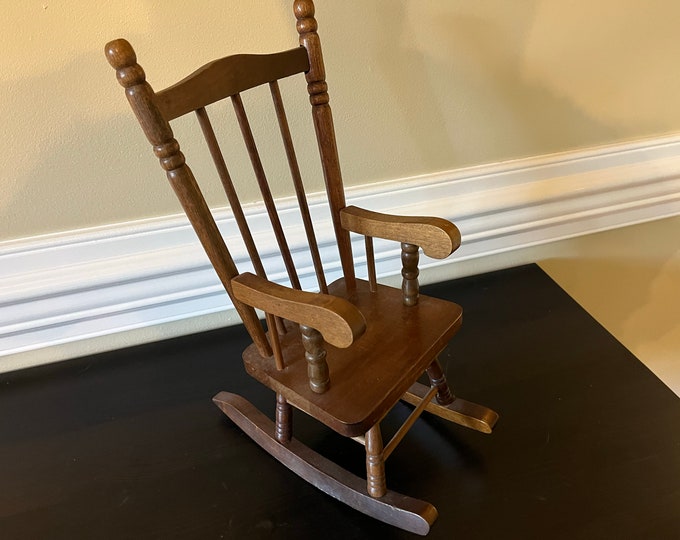 Vintage Wooden Spindled Doll Rocking Chair - Etsy