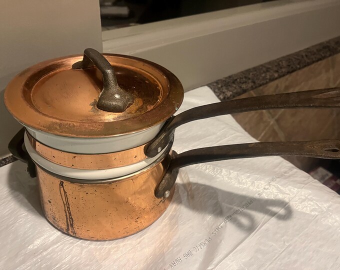 Vintage Copper and Ceramic Double Boiler or Bain-marie - Etsy