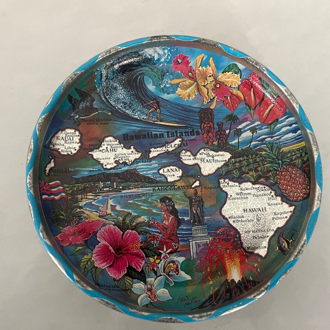 Vintage Hawaiian Islands Metal Tray - Etsy