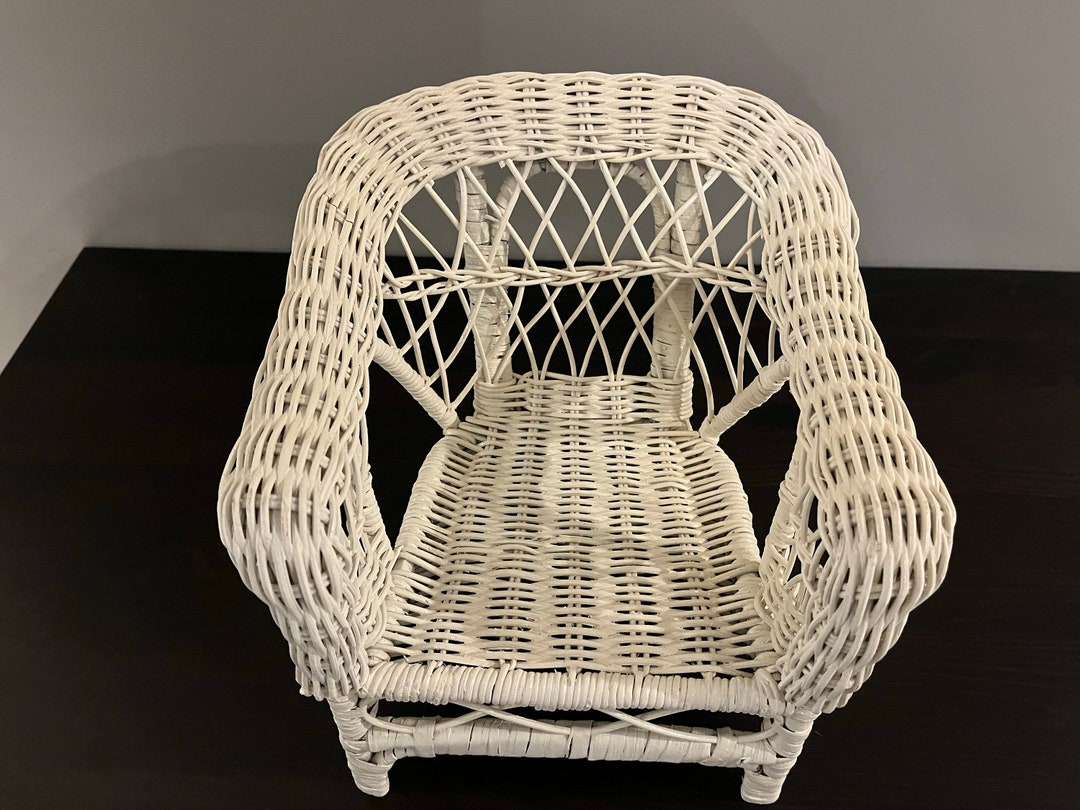 Vintage White Wicker Doll Chair - Etsy