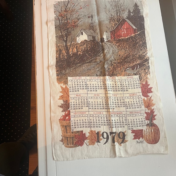 1979 Kay Dee Fall Linen Tea Towel Calendar - Etsy