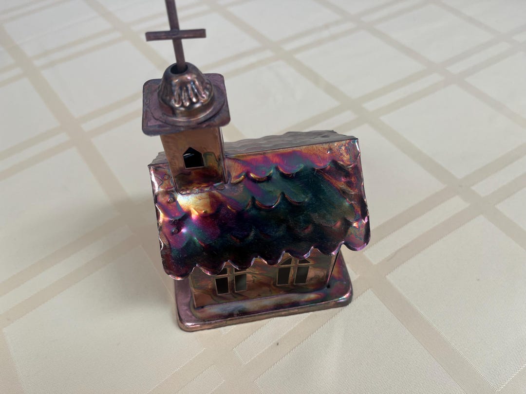 Vintage Metal Flamed Copper Church Music Box - Etsy