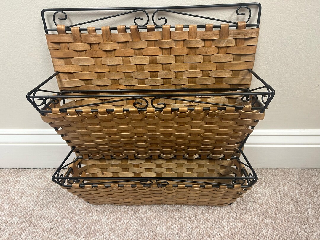 Vintage Metal and Basket Weave Bill and Mail Wall Holding - Etsy
