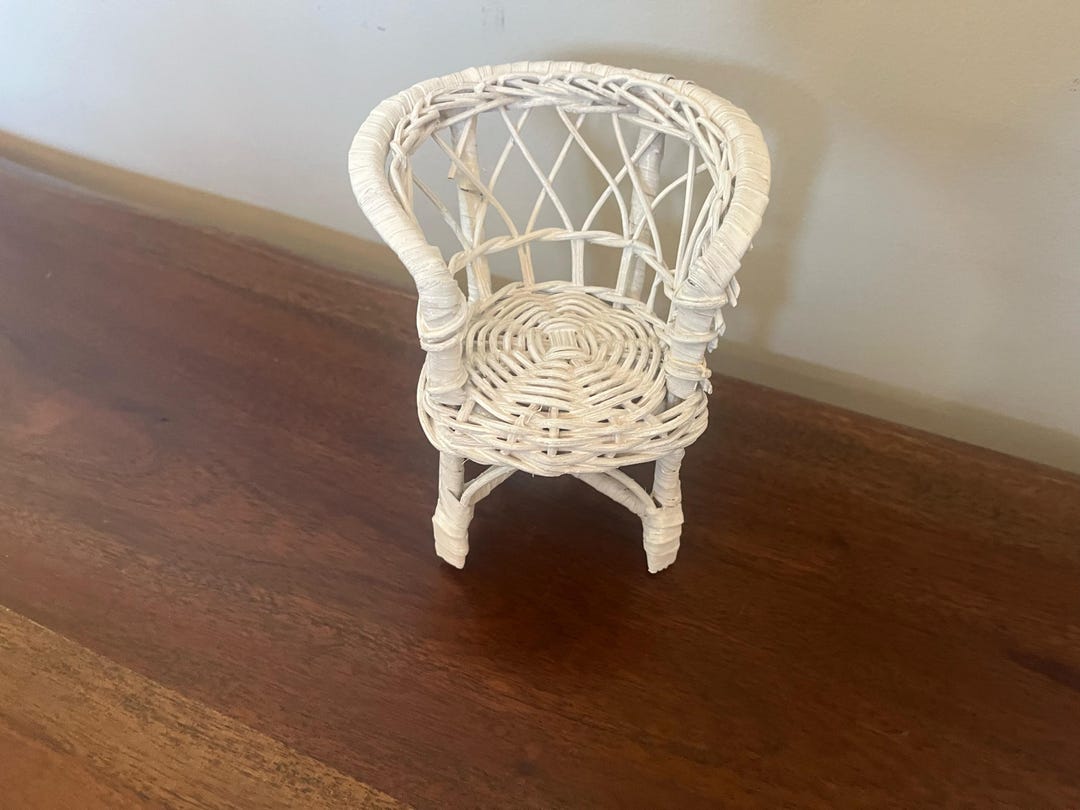 Vintage White Wicker Doll Chair - Etsy