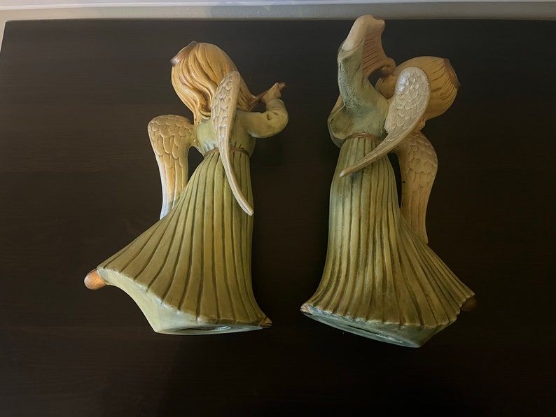 Pair of Vintage Ceramic Mold Angels With Musical Instruments - Etsy
