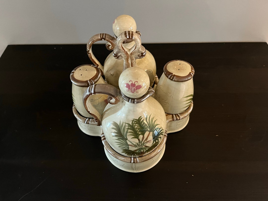 Vintage Set of 5 Piece Tabletop Lifestyle Ceramic Cruet Set - Etsy