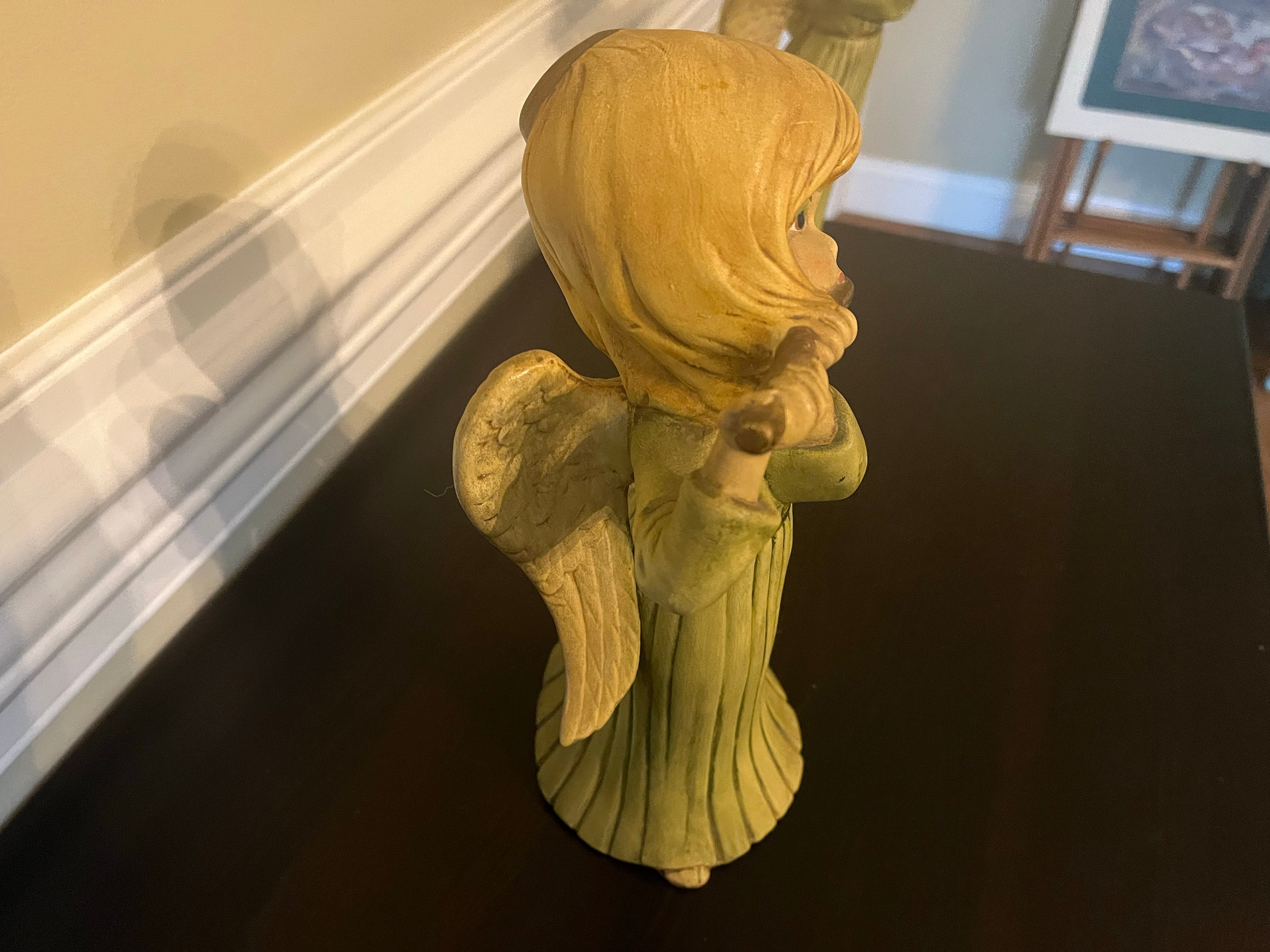 Pair of Vintage Ceramic Mold Angels With Musical Instruments - Etsy