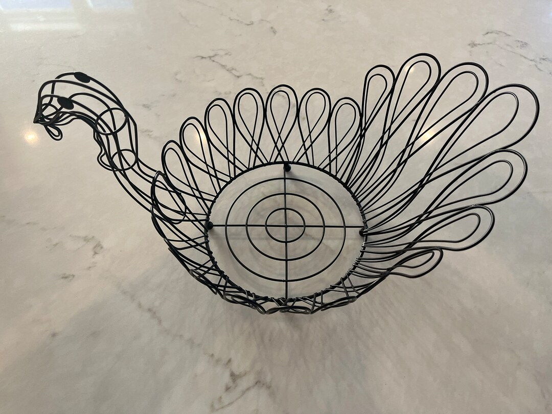 Vintage Black Metal Wire Turkey Basket - Etsy