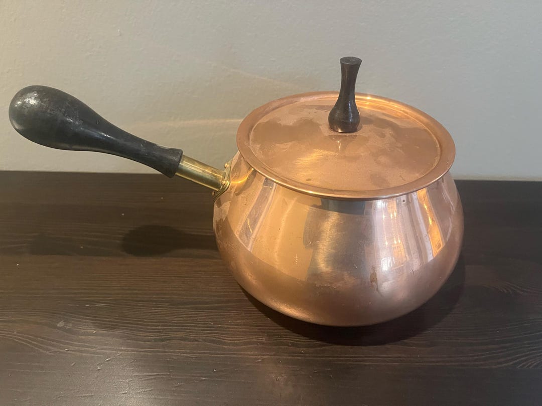 Vintage Douro Copper Brass and Wood Fondue Pot - Etsy