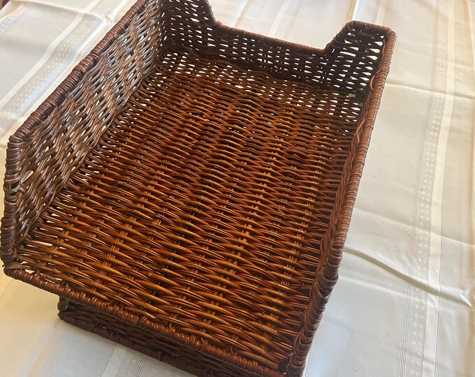 Vintage 2 Tier Wicker Desk Letter or Paper Organizer - Etsy