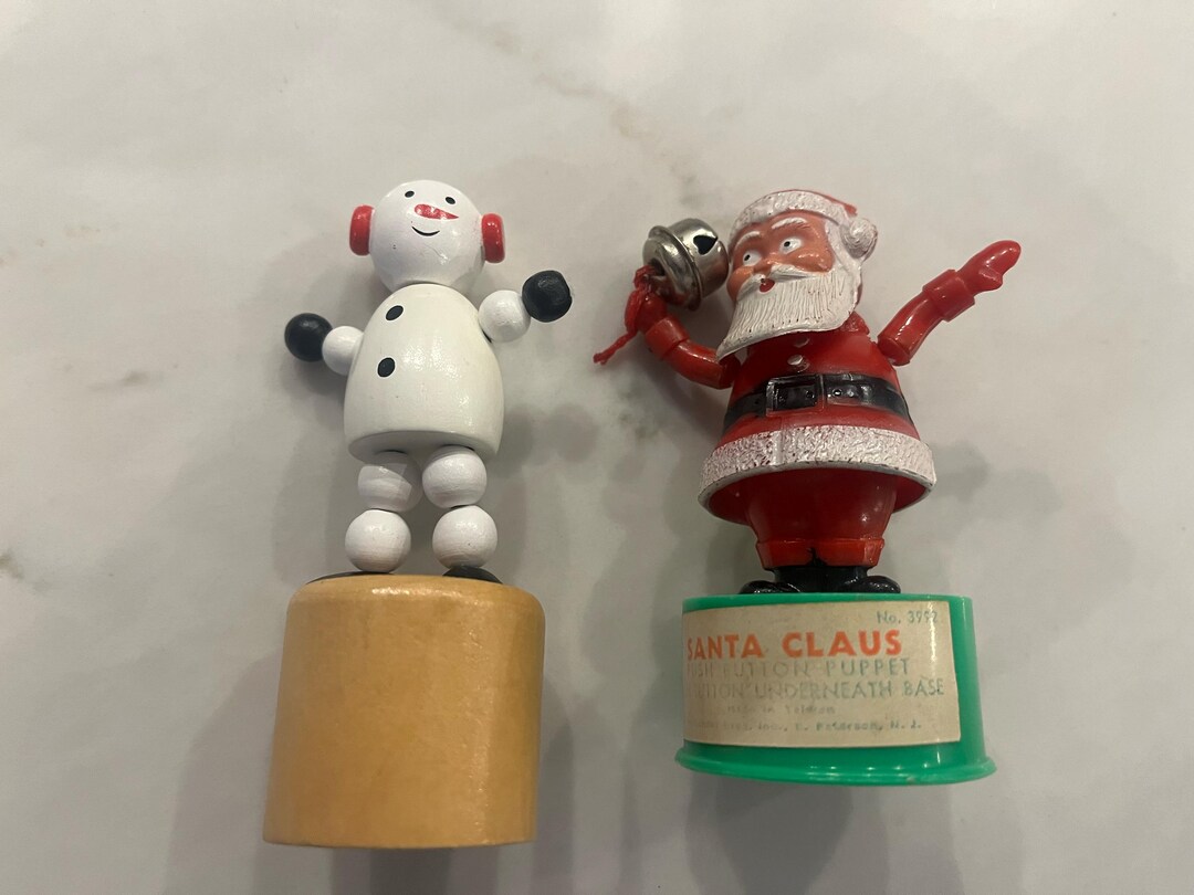 Pair of Christmas Push up Toys Santa and Snowman - Etsy