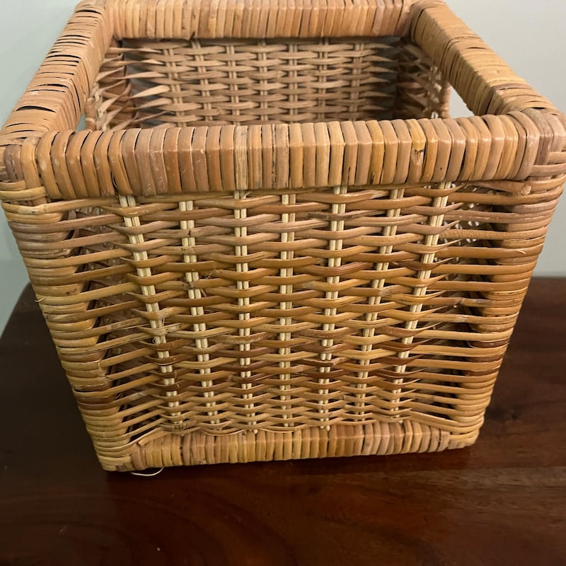 Small Wicker Square Basket - Etsy