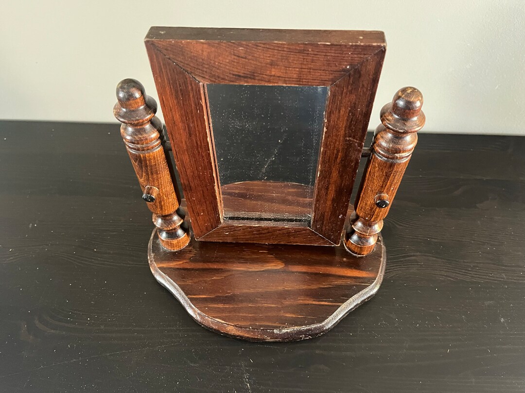Vintage Shaving Mirror Wooden Stand - Etsy