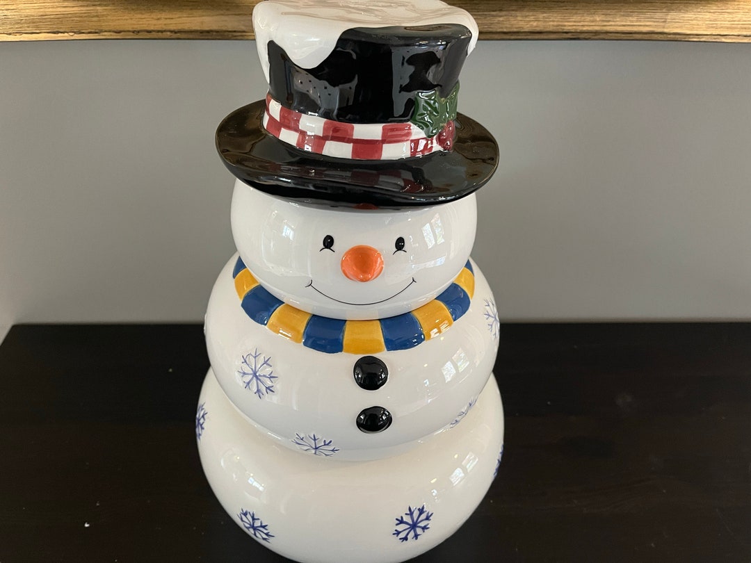 Vintage 3 Tier Ceramic Snowman Cookie or Treat Jar - Etsy