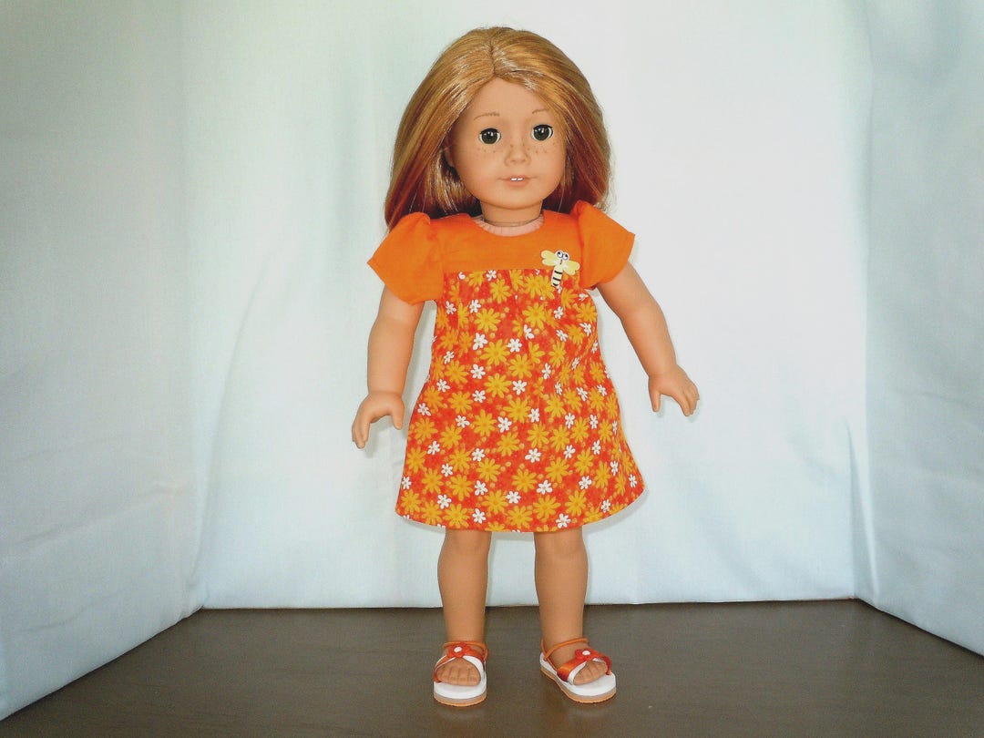 18" Doll Dress With Bloomers: Orange Floral or Checked Outfit - Etsy