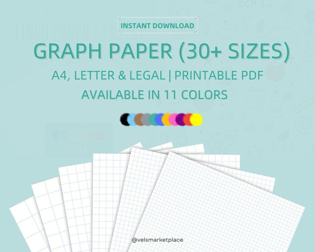 Printable Graph Paper Mega Bundle: Multicolored Grid Templates (digital ...