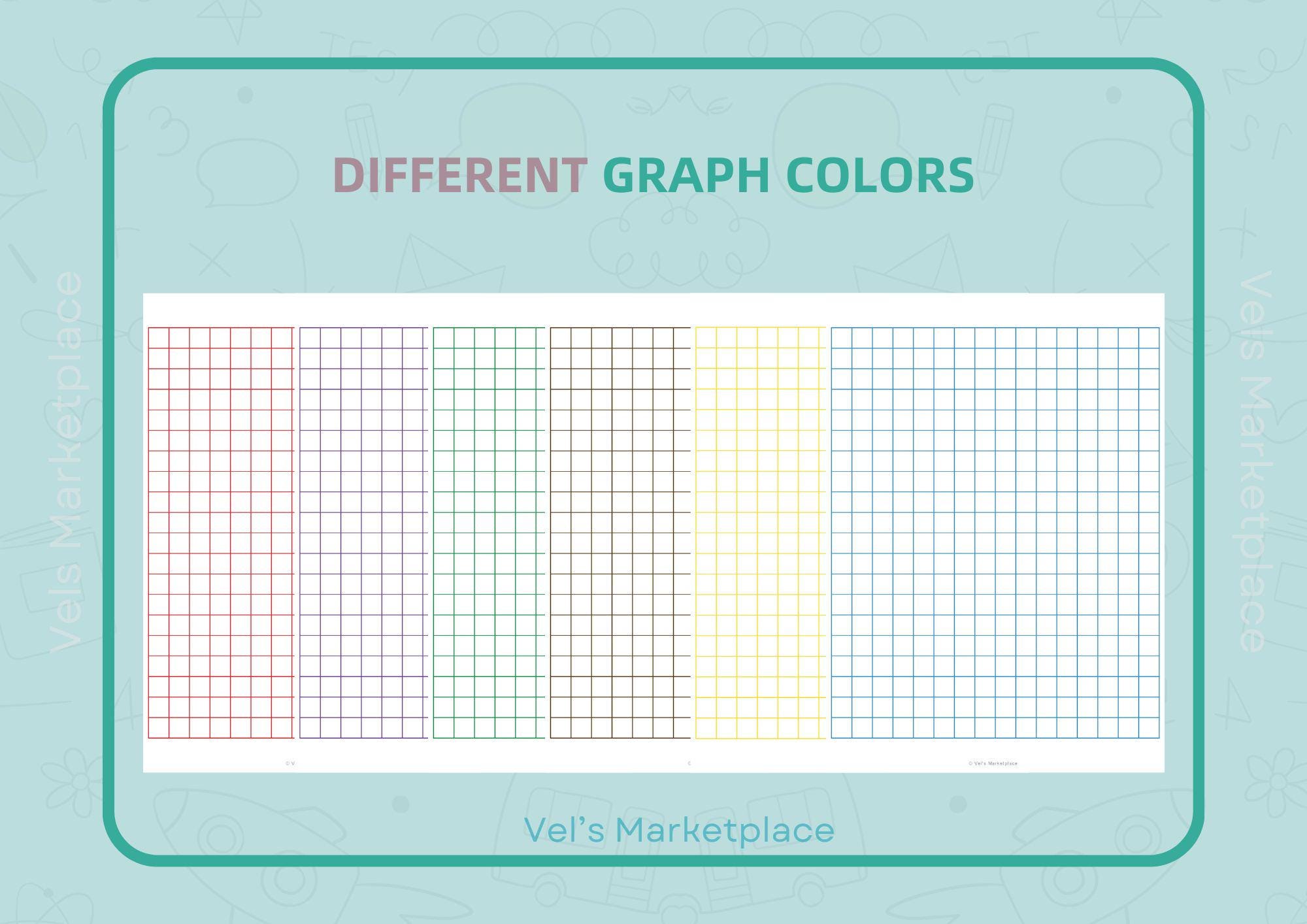Printable Graph Paper Mega Bundle: Multicolored Grid Templates (digital ...