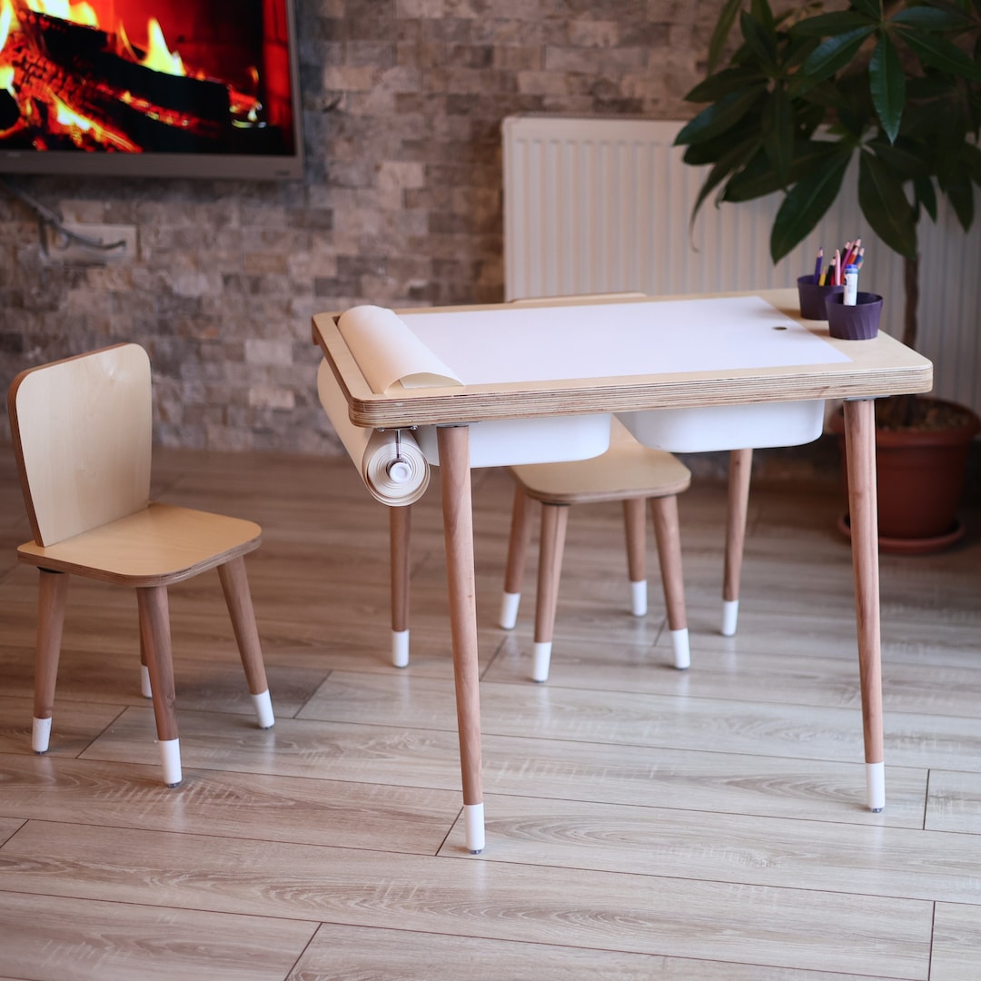 Montessori Sensory Table & Chair Set | Wooden Activity Center ...