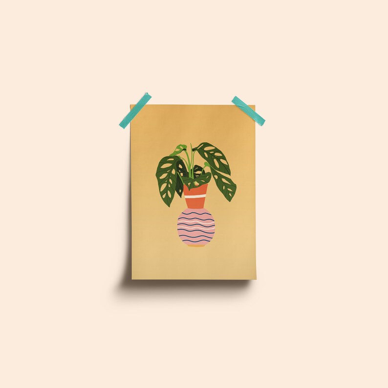 Monstera Plant Botanical Print | Unframed A4| Decor House Plant Gallery ...