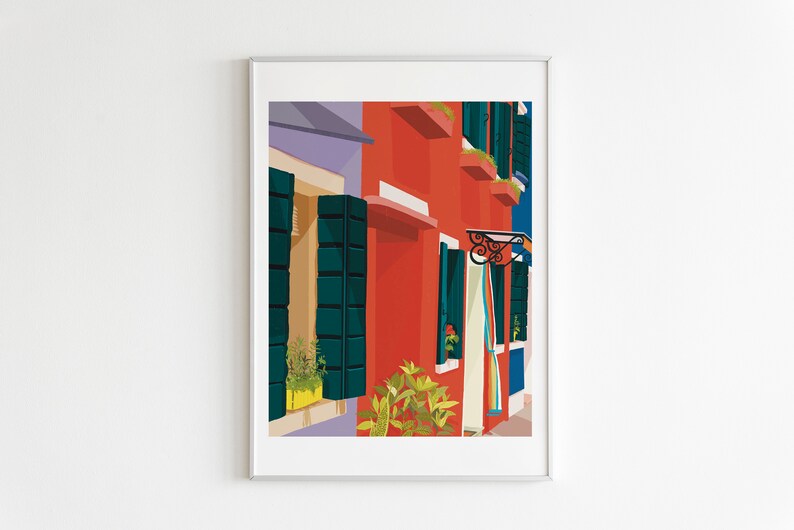 Venice Italy With Colorful Plants and Colorful Houses - City Street Art ...