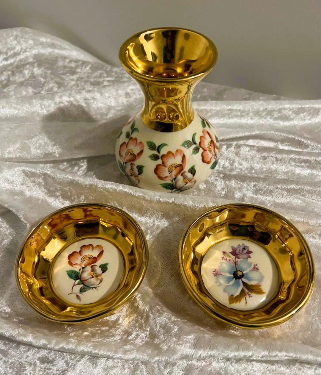 Prinknash Pottery Vase and 2 Trinket/pin Dishes, Vintage Pottery - Etsy