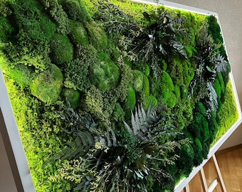 Moss Wall Panel, Stabilized Norwegian Moss, Wood Framed Painting, Live Stabilized Moss Painting ...