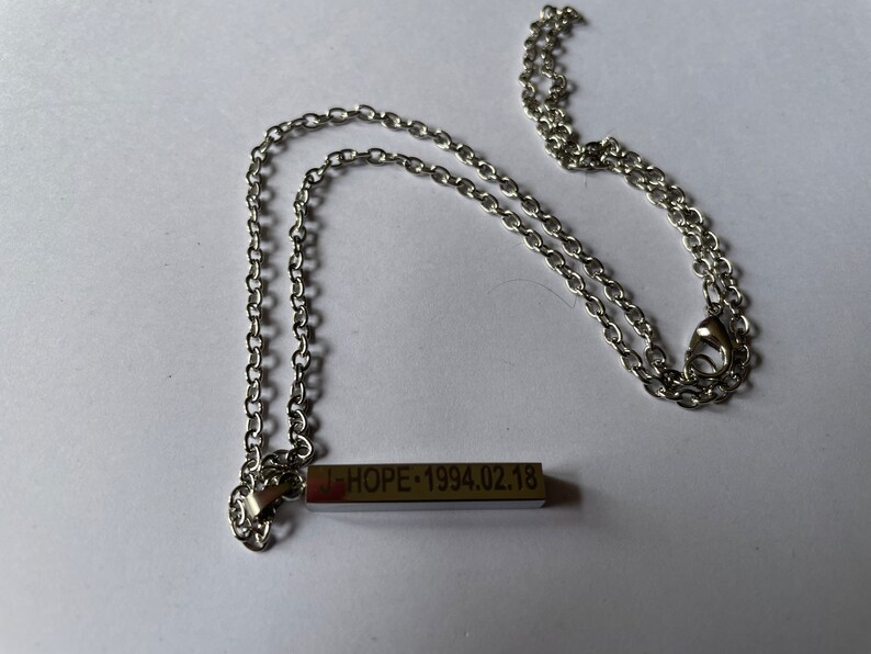 BTS Stainless Steel Engraved Named Bar Chain Necklace - Etsy