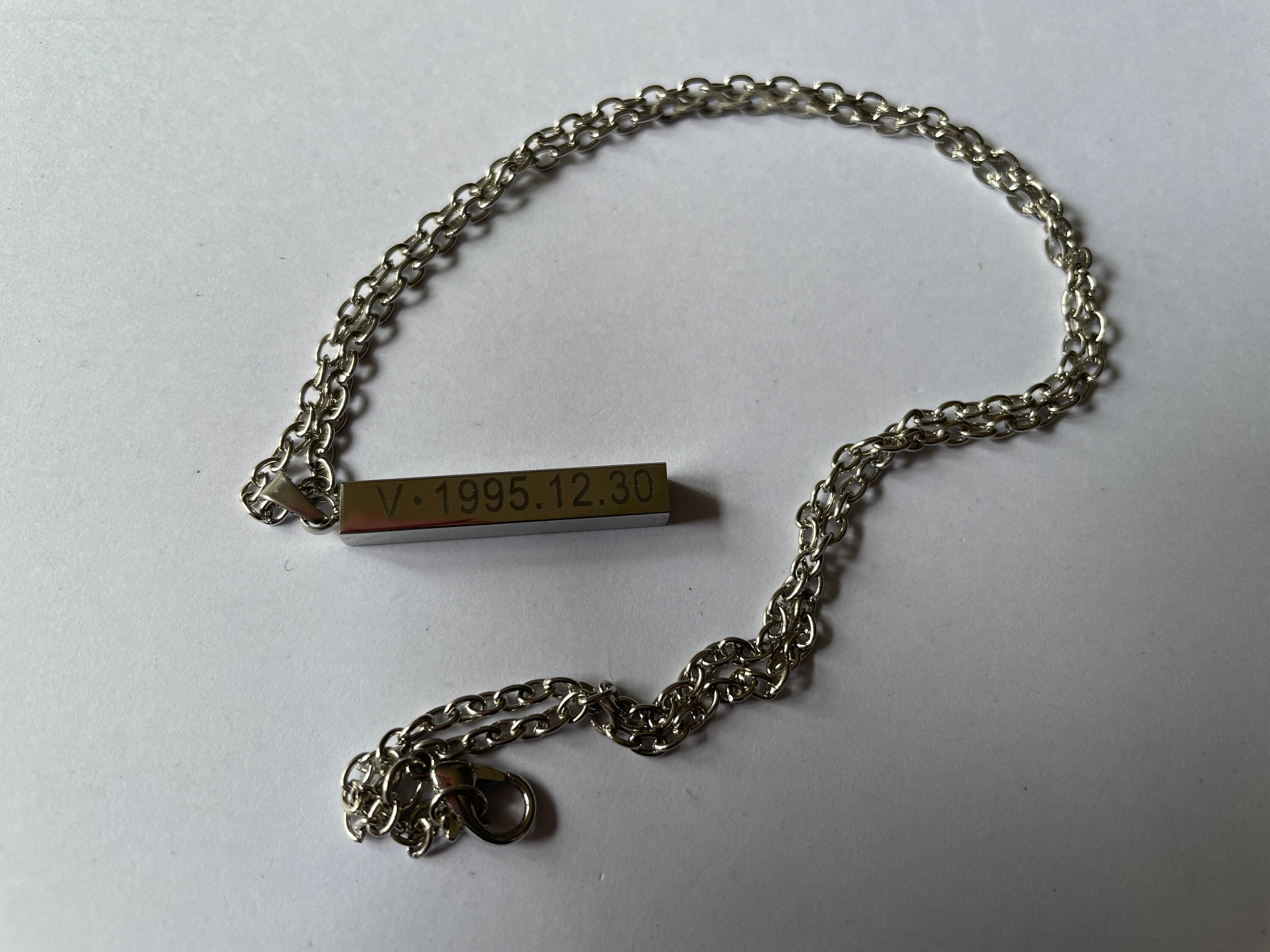 BTS Stainless Steel Engraved Named Bar Chain Necklace - Etsy