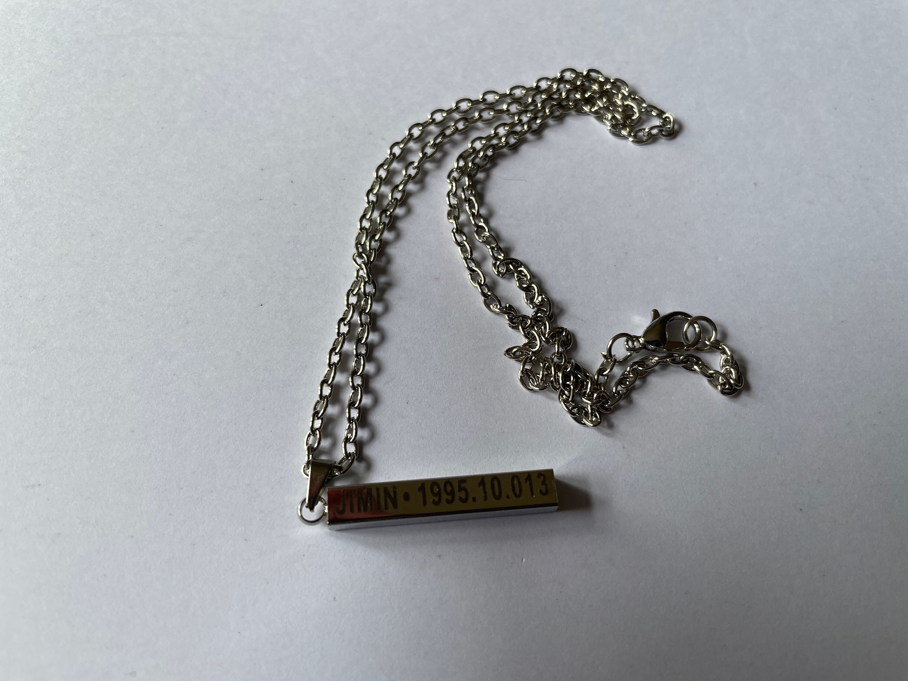 BTS Stainless Steel Engraved Named Bar Chain Necklace - Etsy