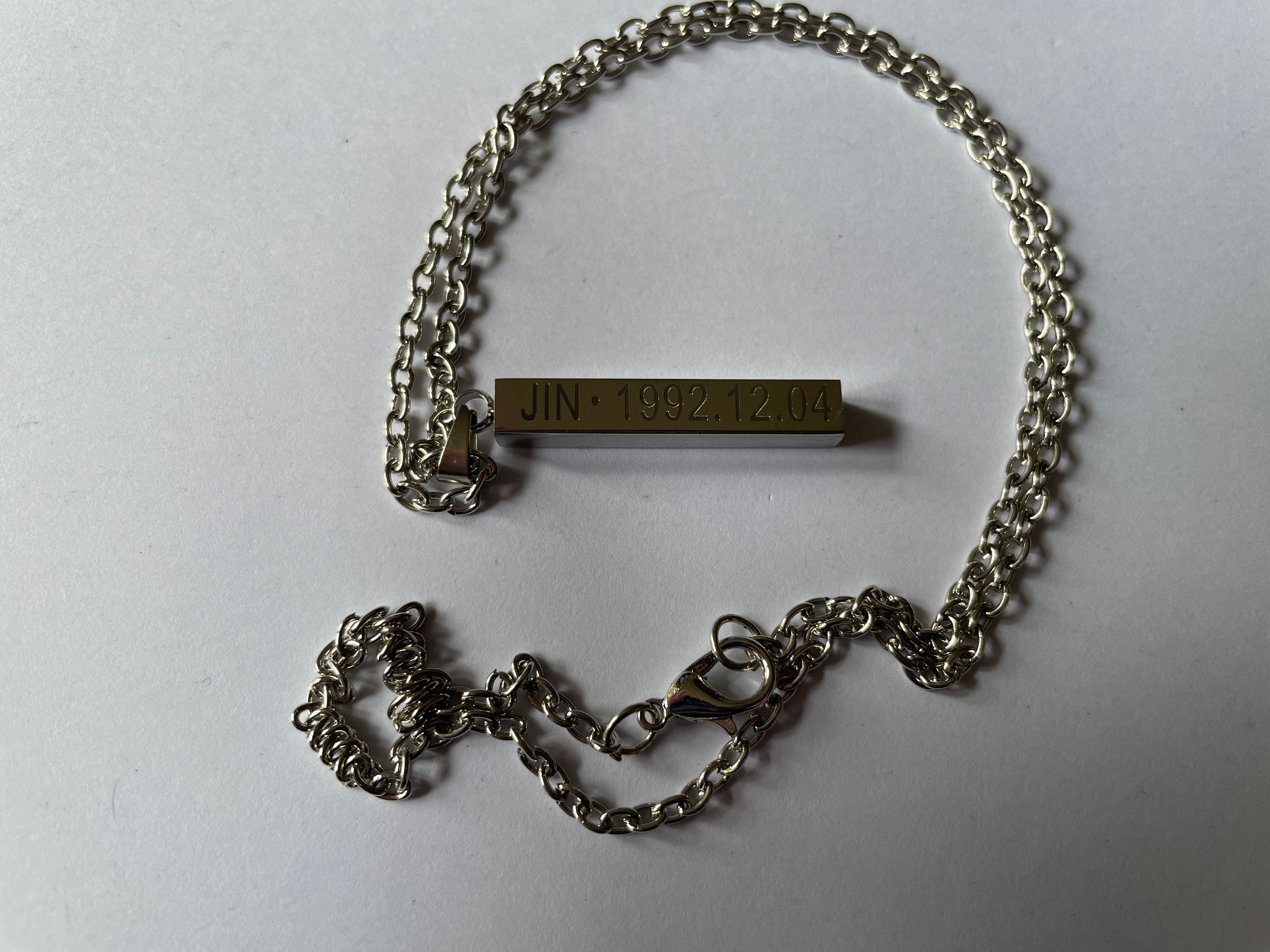 BTS Stainless Steel Engraved Named Bar Chain Necklace - Etsy