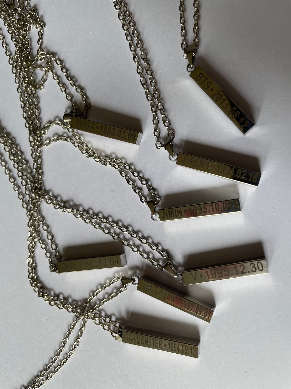 BTS Stainless Steel Engraved Named Bar Chain Necklace - Etsy