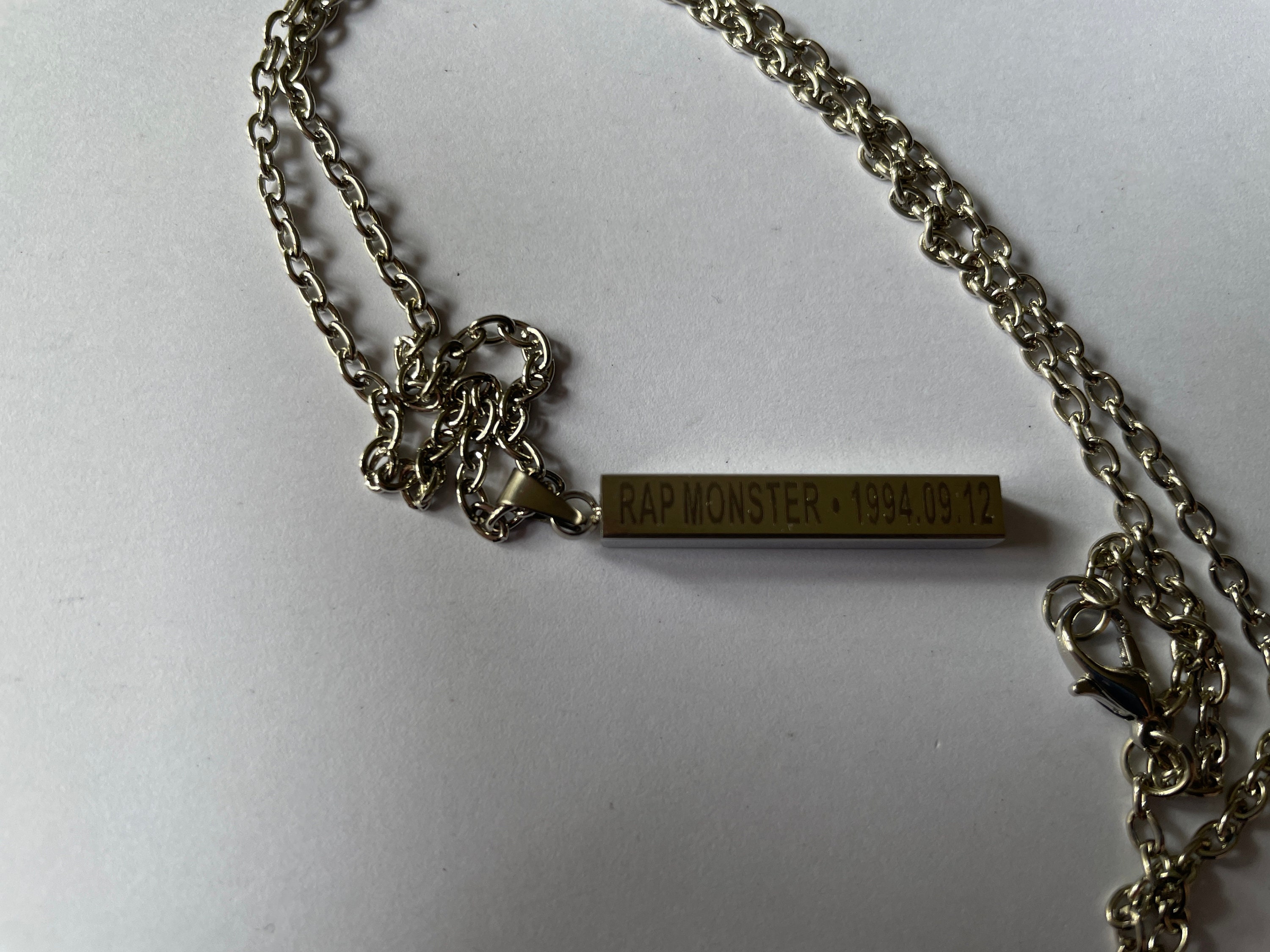 BTS Stainless Steel Engraved Named Bar Chain Necklace - Etsy