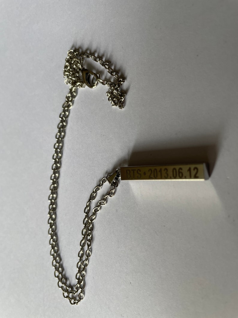 BTS Stainless Steel Engraved Named Bar Chain Necklace - Etsy