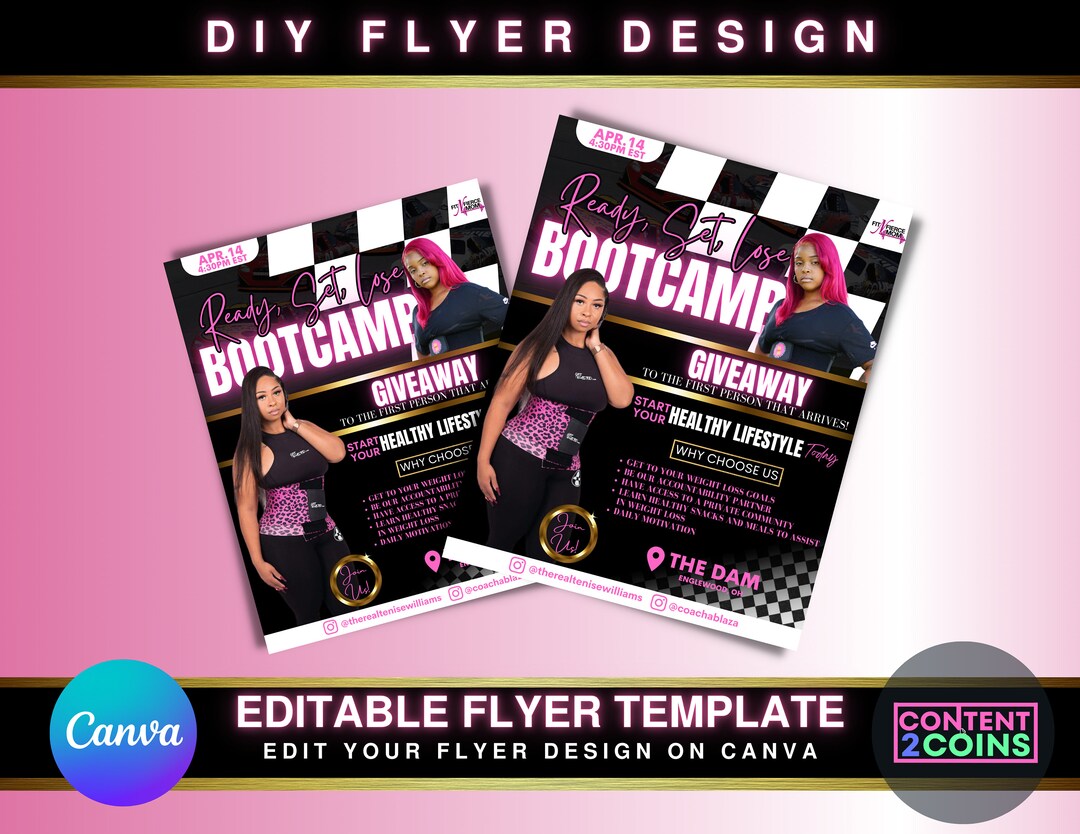DIY Fitness Bootcamp Template, Content for Instagram, Instagram Flyer ...