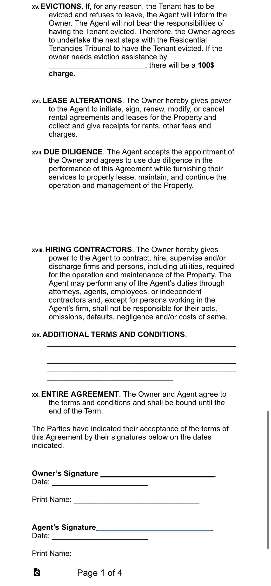 Property Management Agreement SIMPLE Template - Etsy