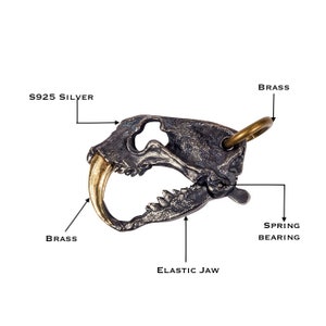 Sterling 925 Silver Saber-tooth Tiger Skull Pendant Key Fob - Etsy