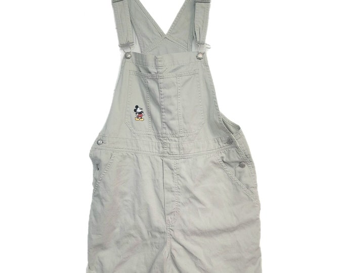 Vintage Mickey Mouse Overalls Disney Short Overall White Khaki Shorts ...