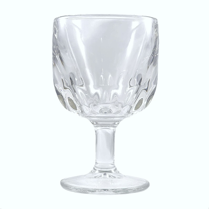 Vintage Large Glass Beer Goblet Clear Cocktail Wine Thick Thumbprint ...