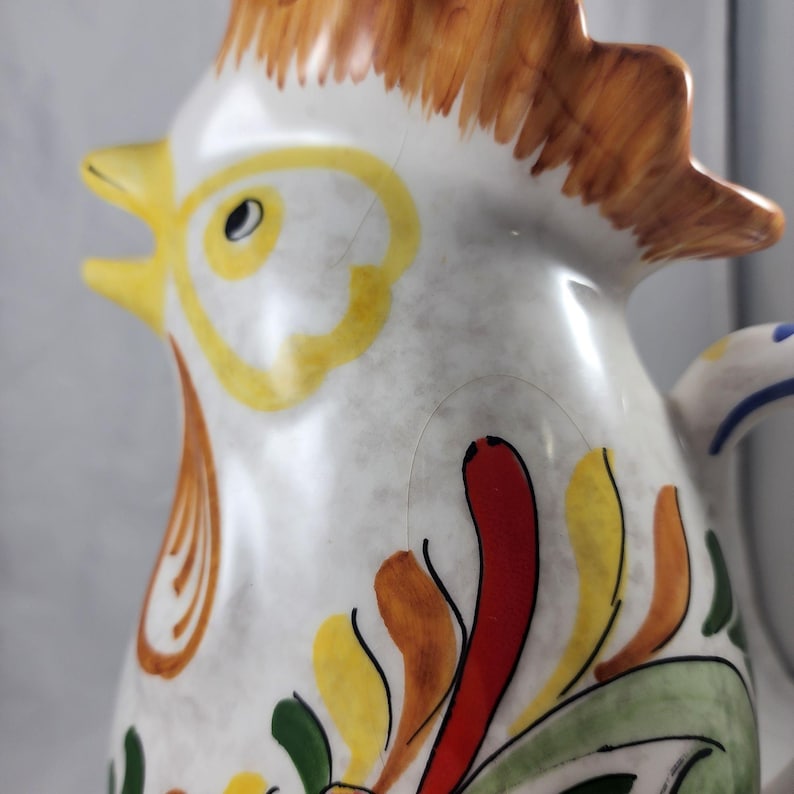 Rare Large Rooster Serving Pitcher 10" Decor Italy Deruta Italian ...