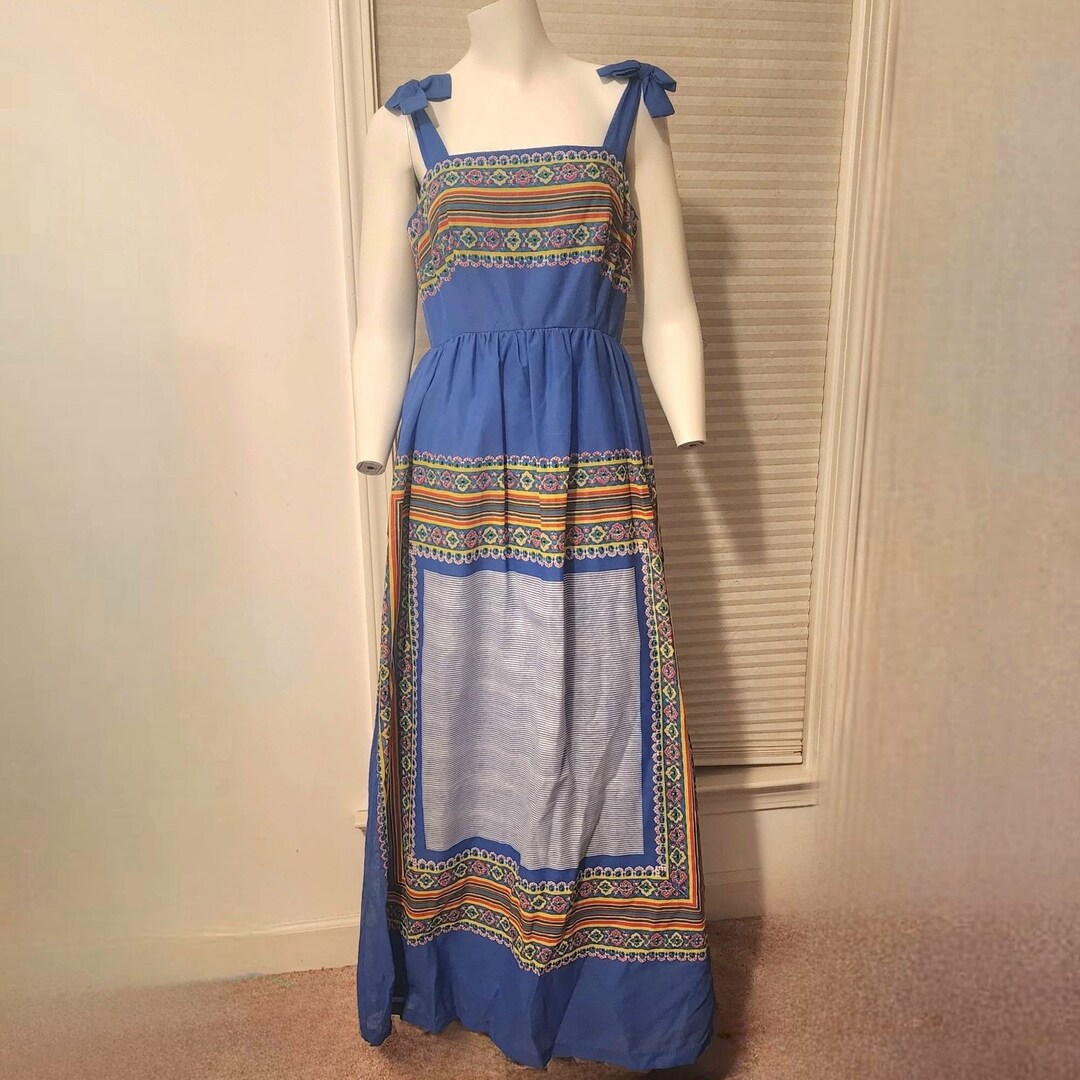 Vintage Lanz Dress 60s 70s Hippie Boho Vtg Maxi Sundress Colorful ...