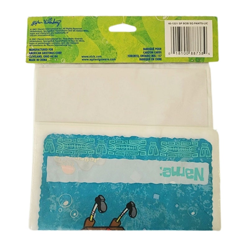 Vintage 2001 Spongebob Birthday Gift Set Invitations and Party Bag ...